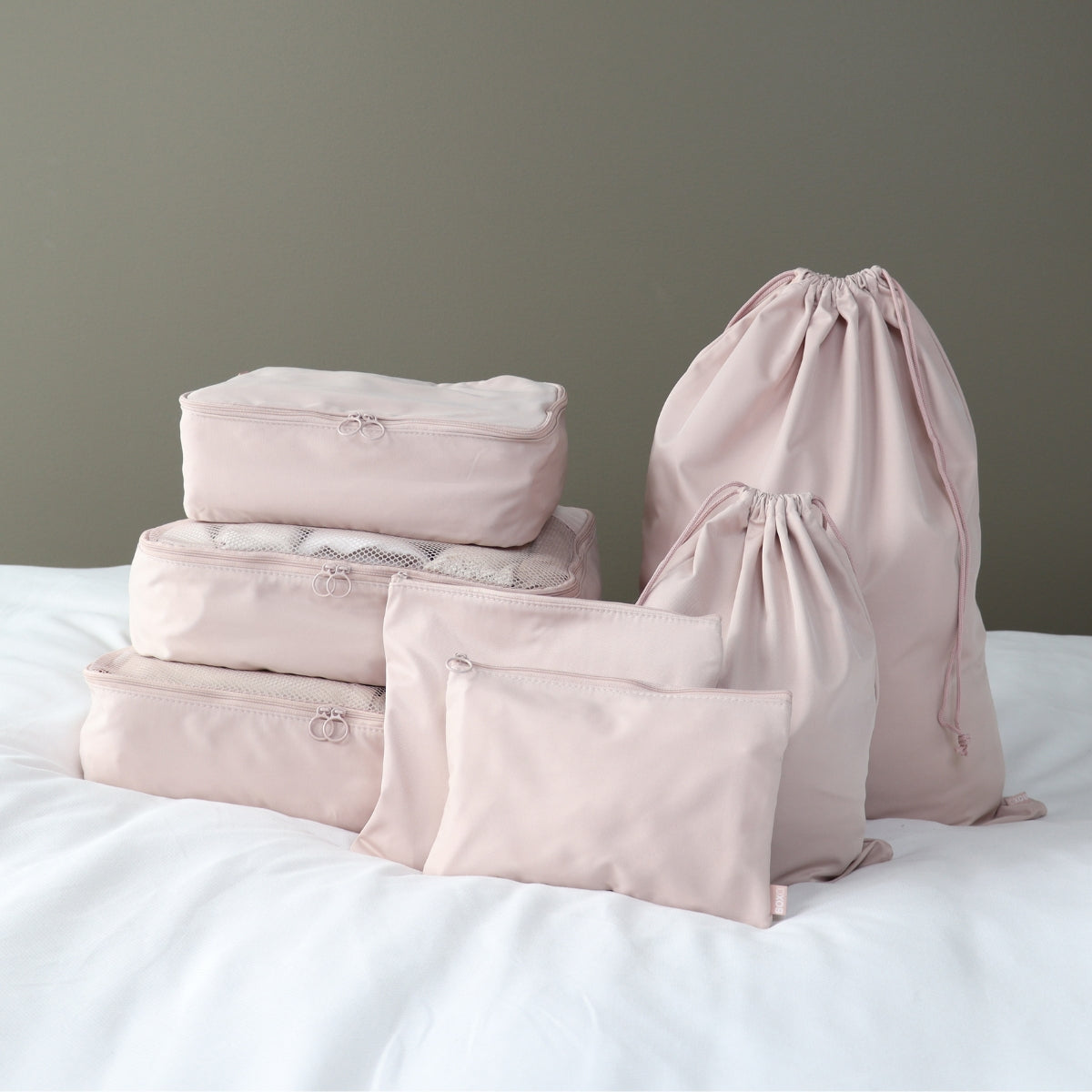 Pakkekuber 7 deler rosa – smart pakking med stil og system – BOXO.no