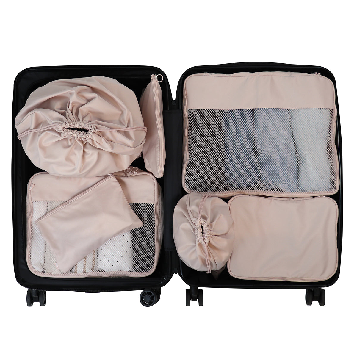 Pakkekuber 7 deler rosa – smart pakking med stil og system – BOXO.no